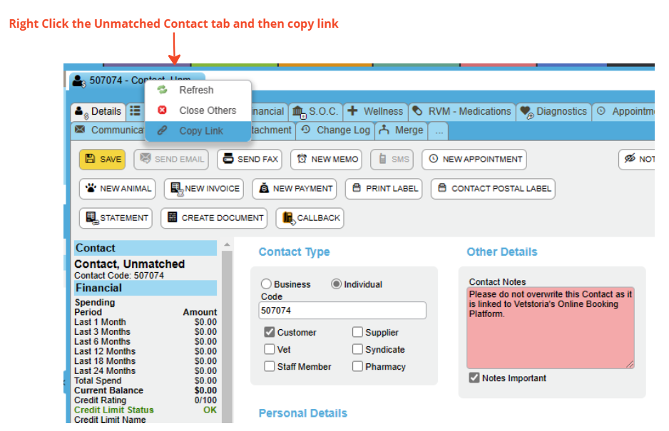 How to create the placeholder client and patient record in ezyVet for Unmatched appointments ...