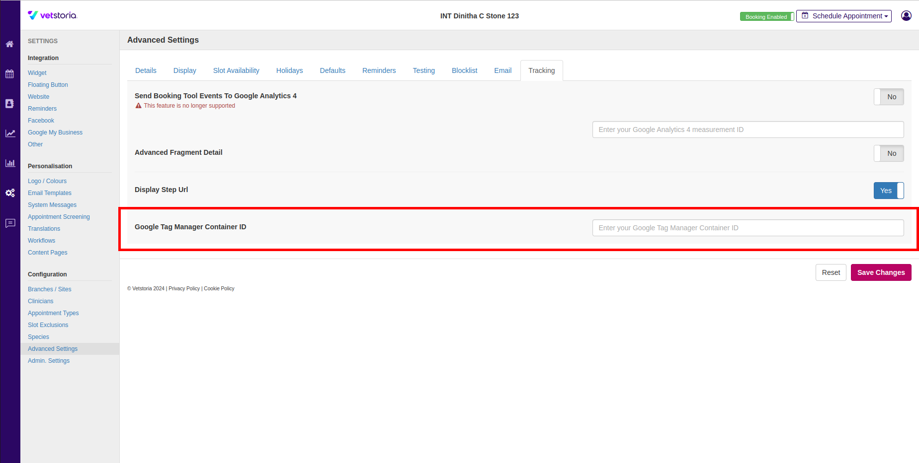 Google Tag Manager(GTM) Integration with Vetstoria – Online Booking