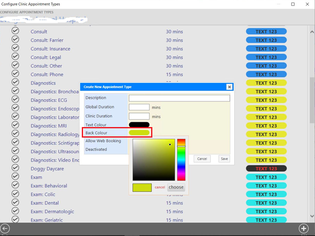 How to apply colours to the appointment types for web bookings in ...