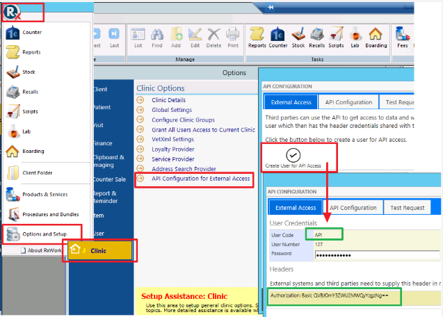 How do I configure the API for external access in RxWorks? – Online Booking