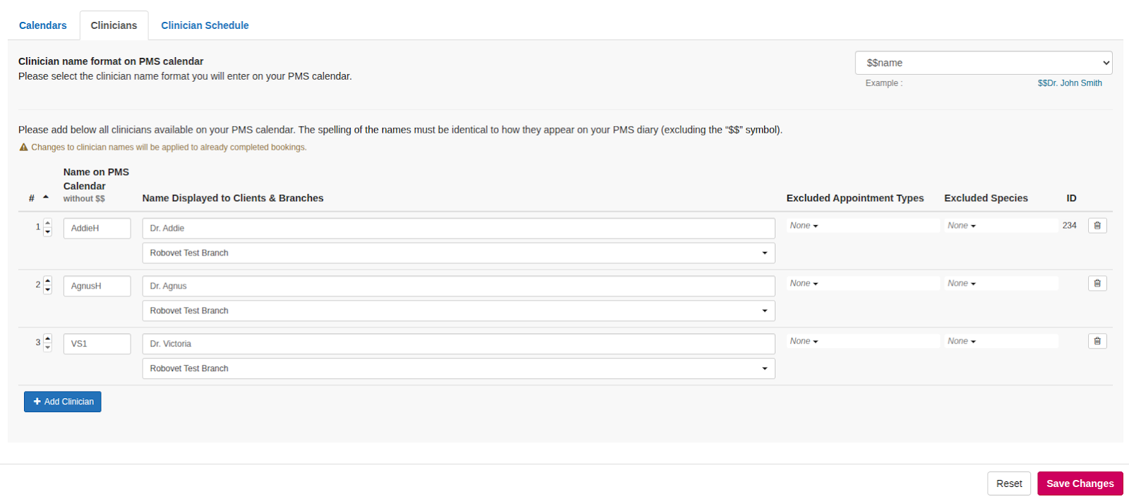 Robovet Multi-Vet Setup – Online Booking